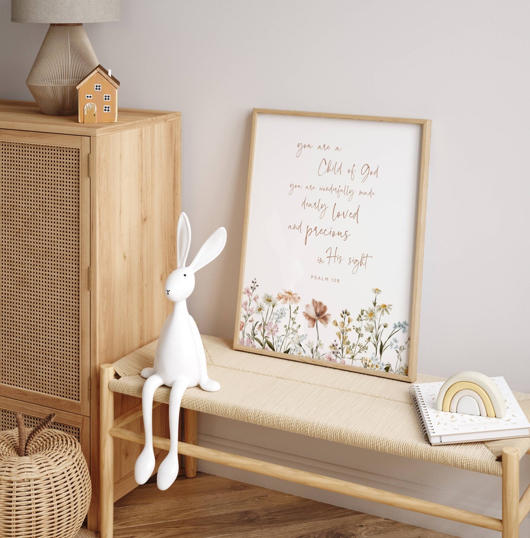 Christian Nursery Wall Art Girl Room Wall Decor Bible Verse Nursery ...