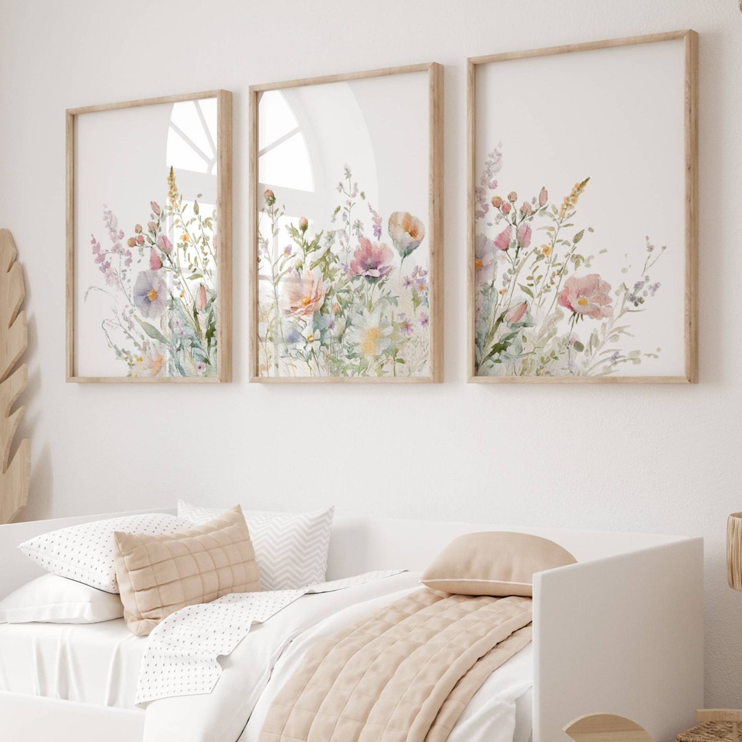 Wildflower Nursery Wall Art Floral Prints Botanical Wall Art Flower ...