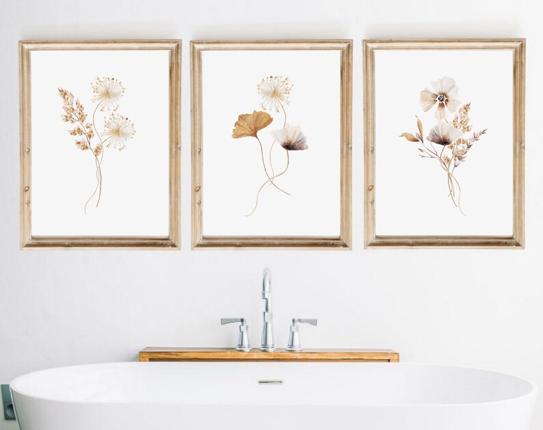 Watercolor Flower Wall Art Boho Wall Decor Neutral Color - Etsy