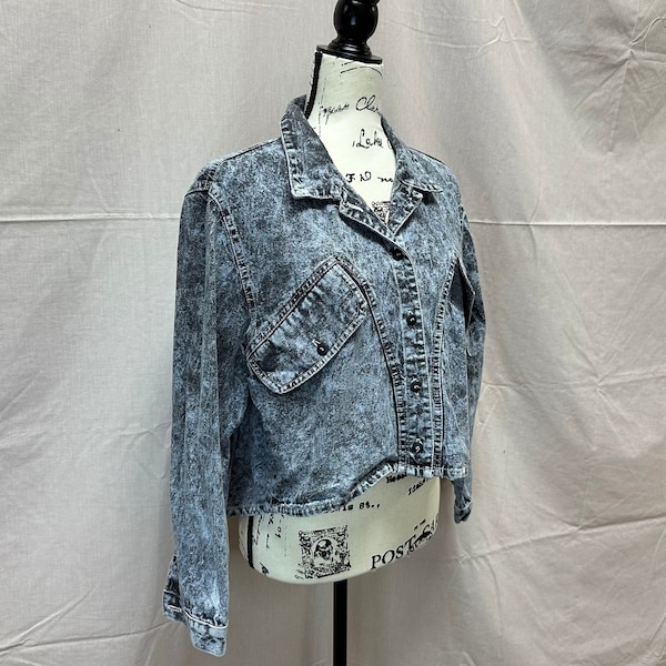 Acid Wash Denim Jacket - Etsy