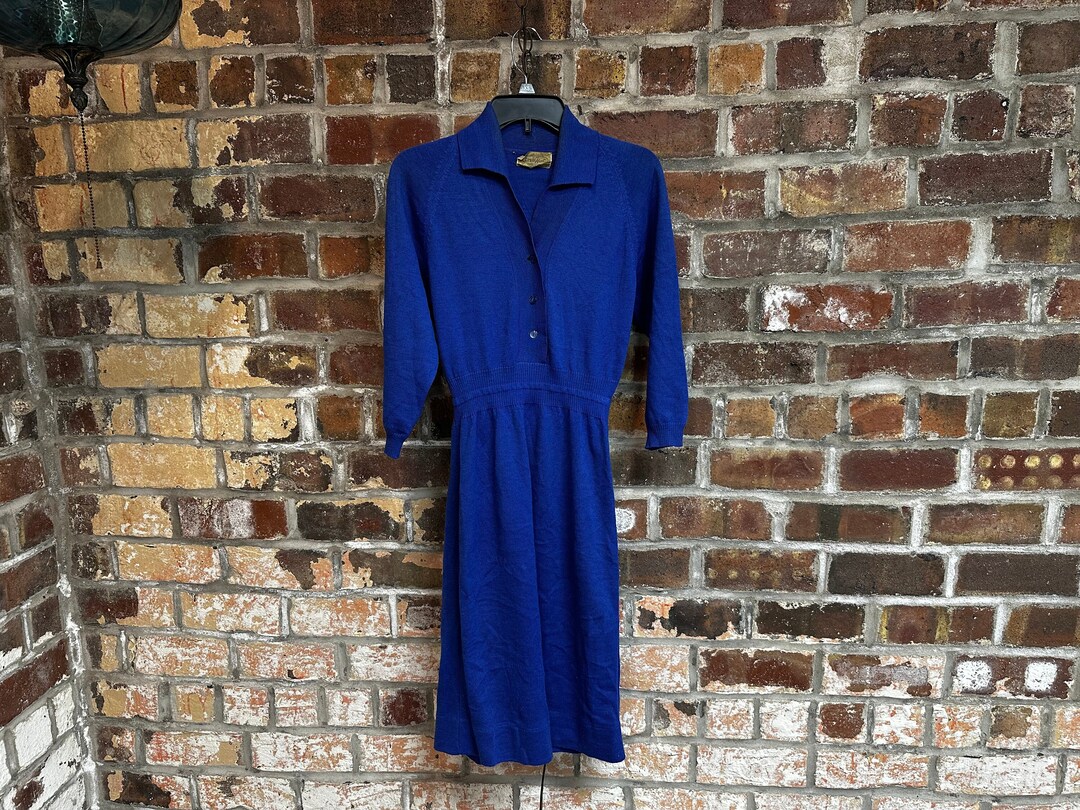 Vintage 50's/60's Italian Blue Wool Dress - Etsy