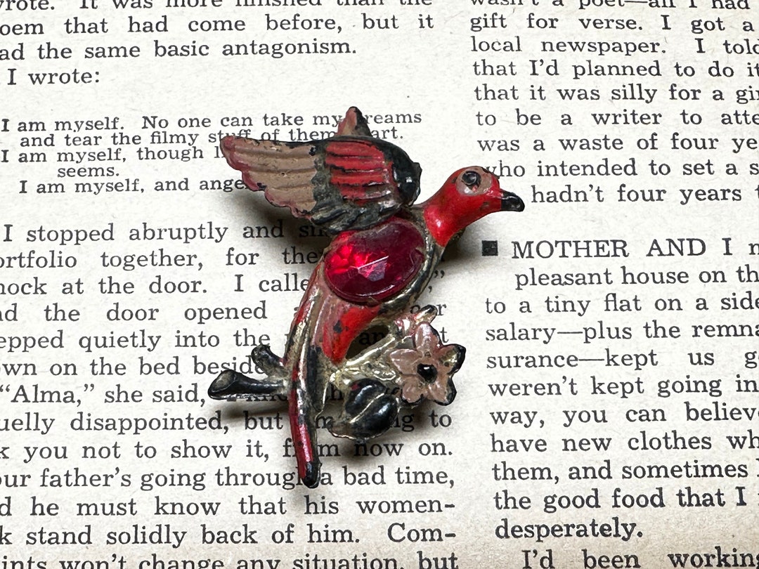 Vintage 1940's Red Rhinestone Phoenix Red Bird Brooch Pin - Etsy
