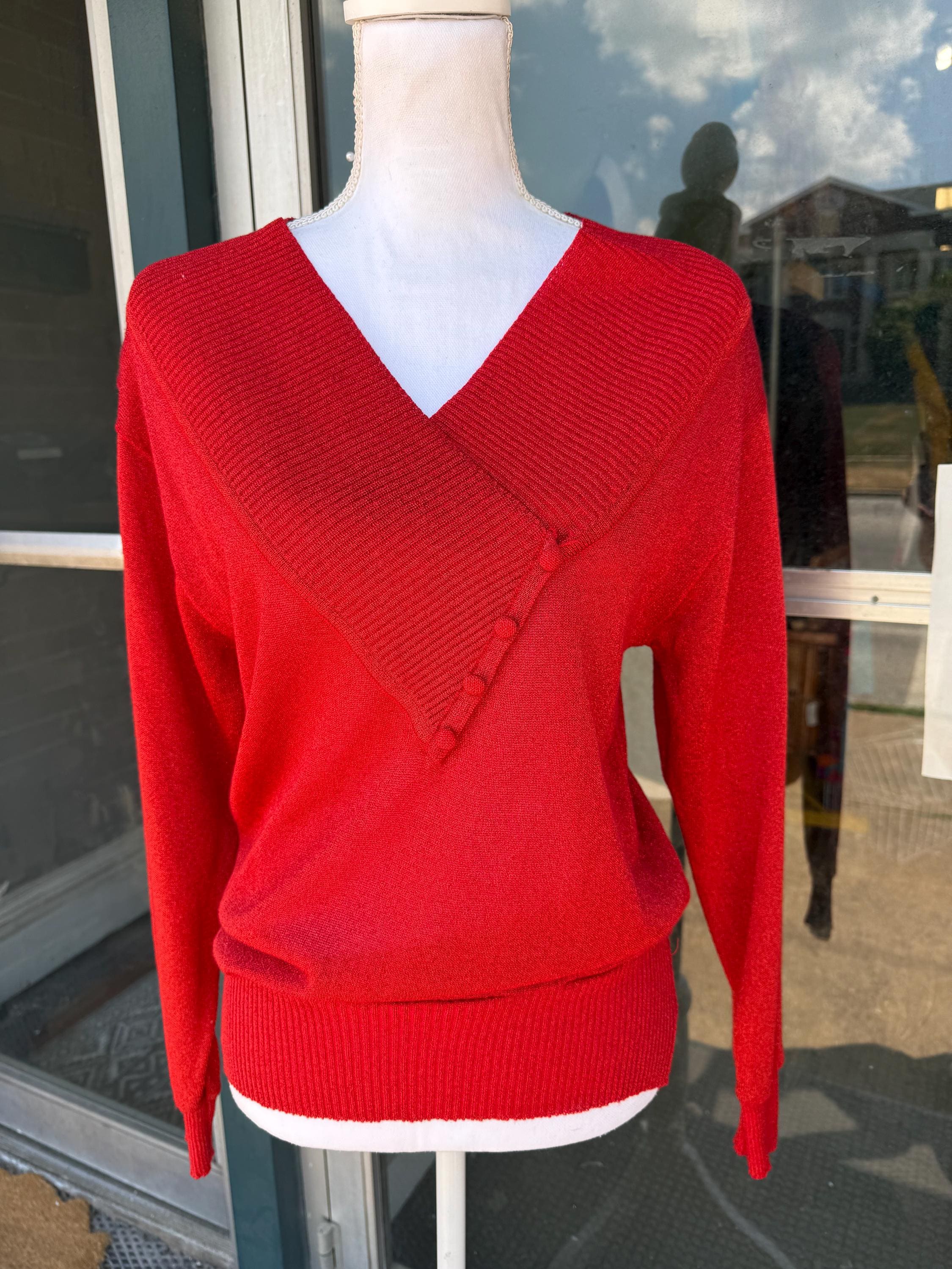 Vintage Red Metallic Sparkly Oversized 80's Sweater - Etsy