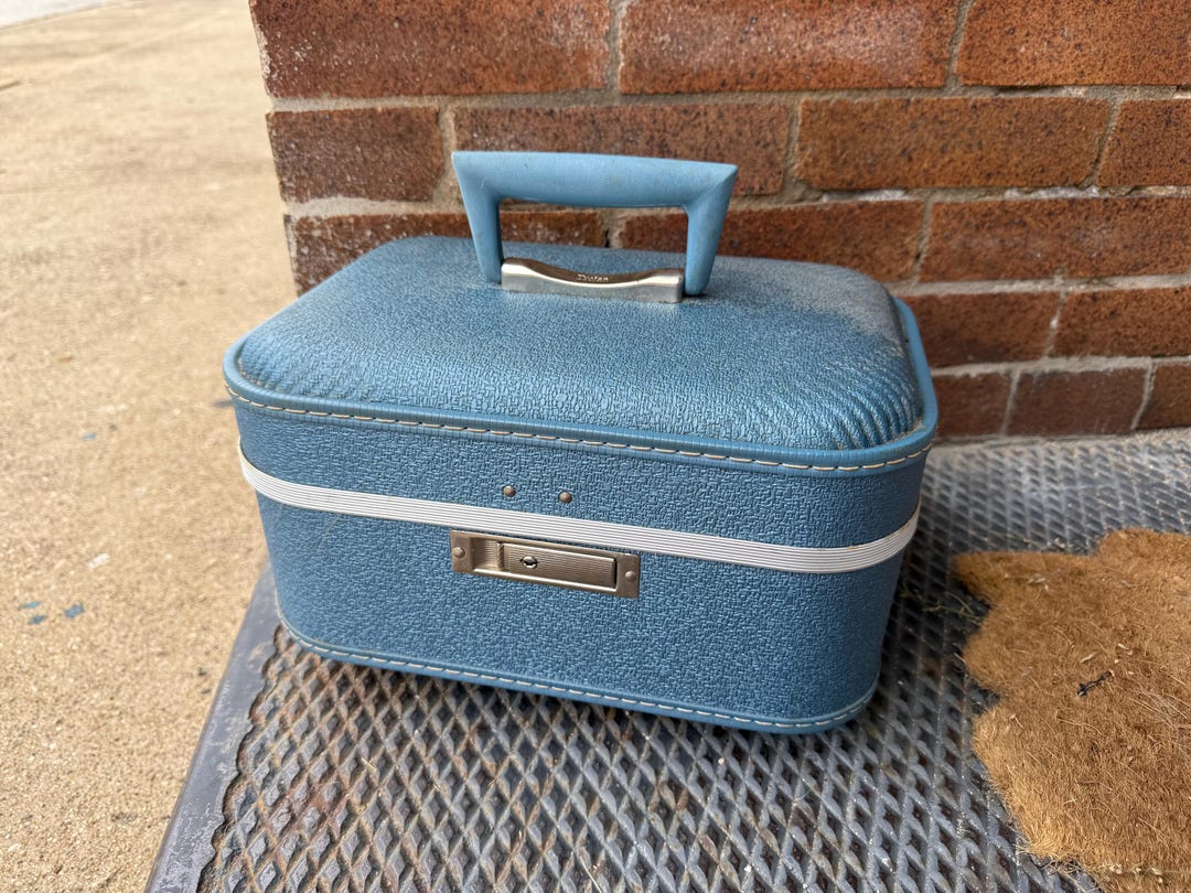 Vintage Blue Trojan Suit Case Travel Case Train-case With Keys! - Etsy