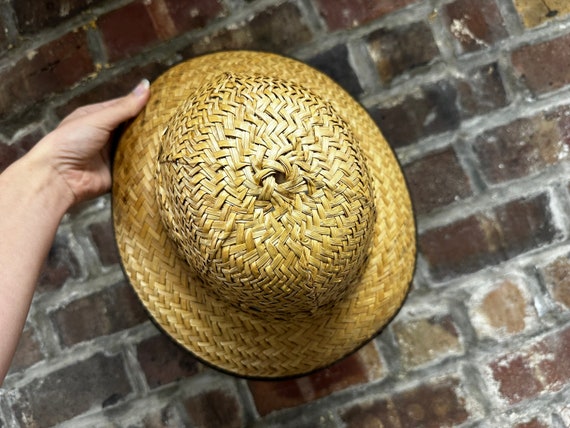 Vintage Straw Pith Helmet Sun Hat Safari Hat - Gem
