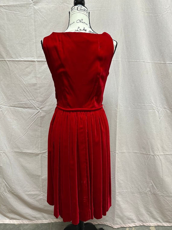 Vintage Early 60s Red Velvet Wiggle Dress Gem