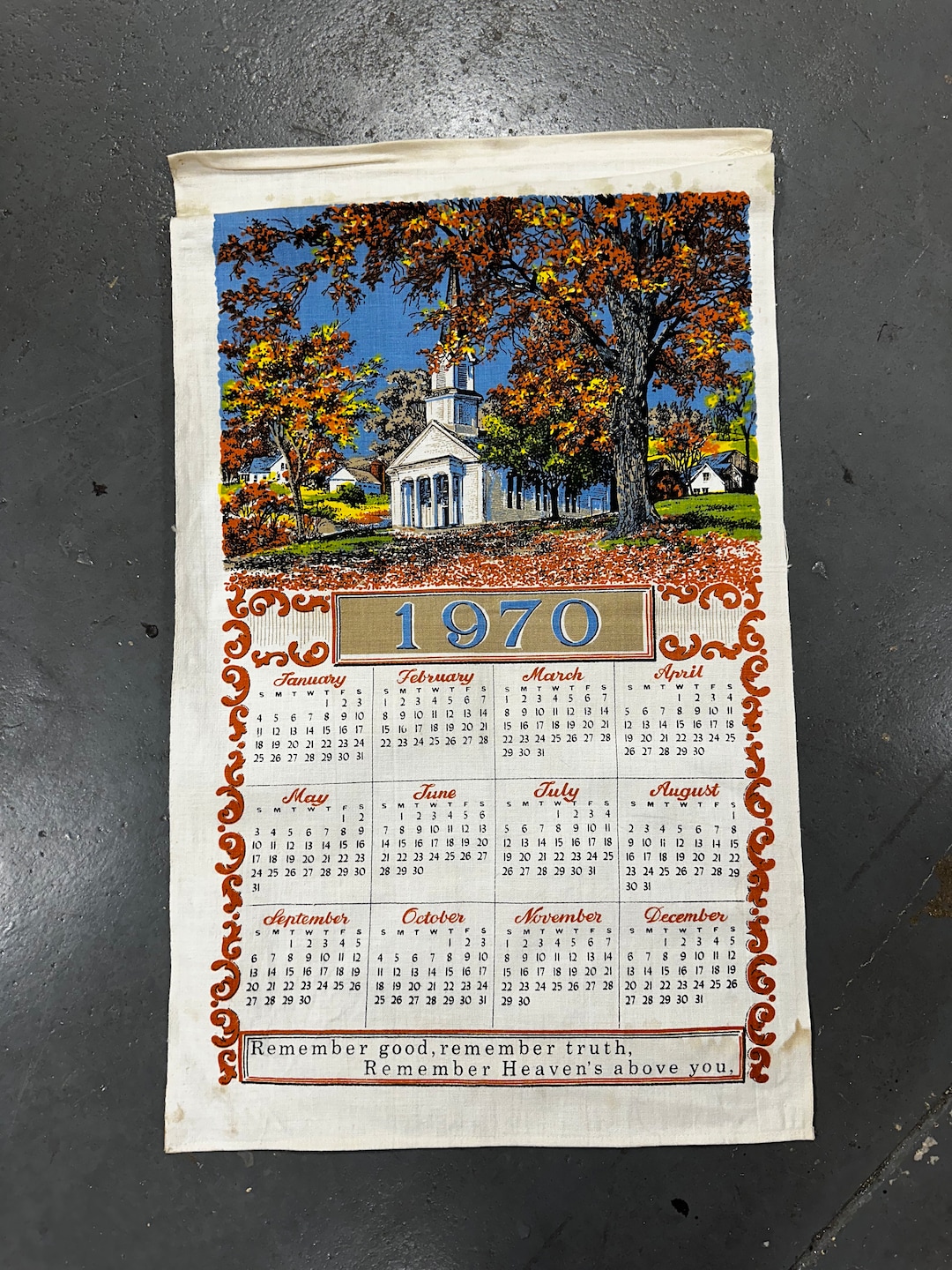 Vintage 1970 White Church Hanging Tapestry Calendar - Etsy