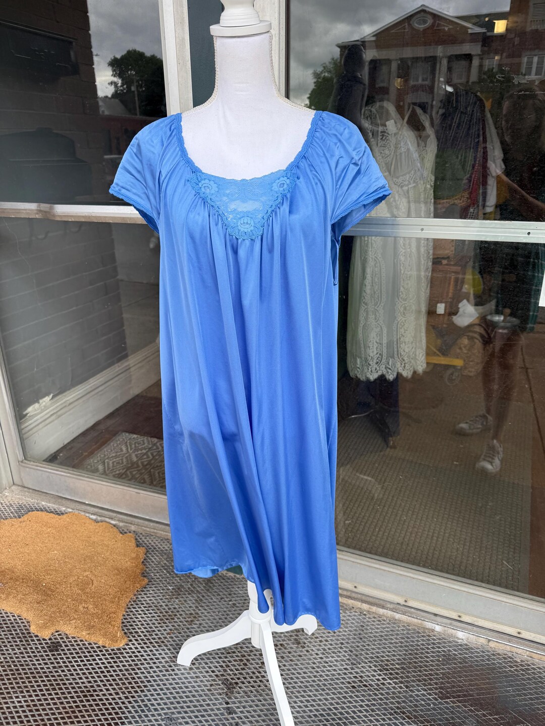 Large 80's Vintage Soft Feminine Blue Nylon Night Gown - Etsy