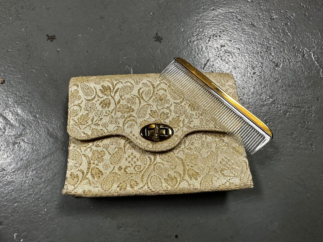 Vintage 50's/60's Golden Brocade Evening Clutch Purse With Comb - Etsy