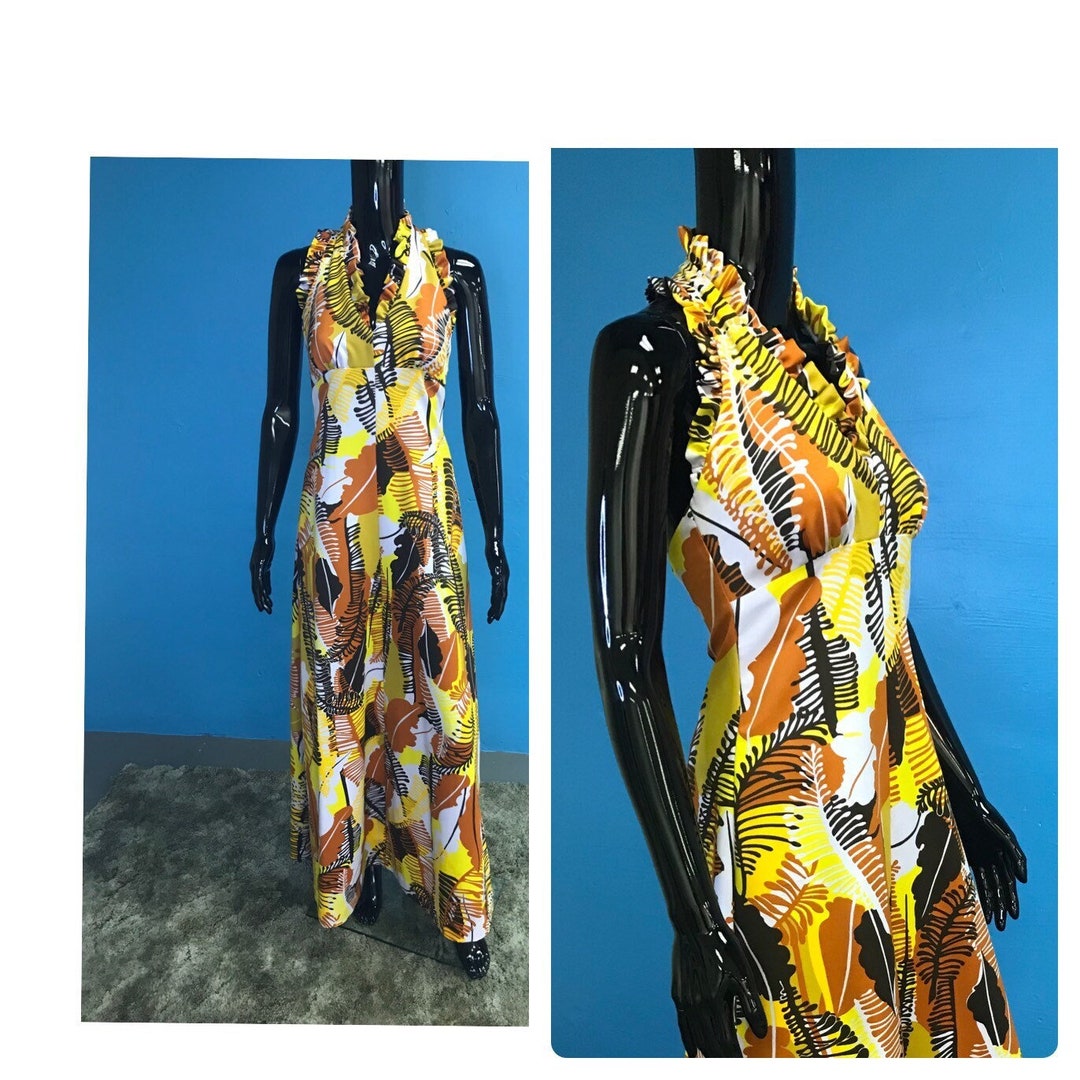 Vintage Groovy 1975 Halter Top Disco Formal Prom Dress - Etsy