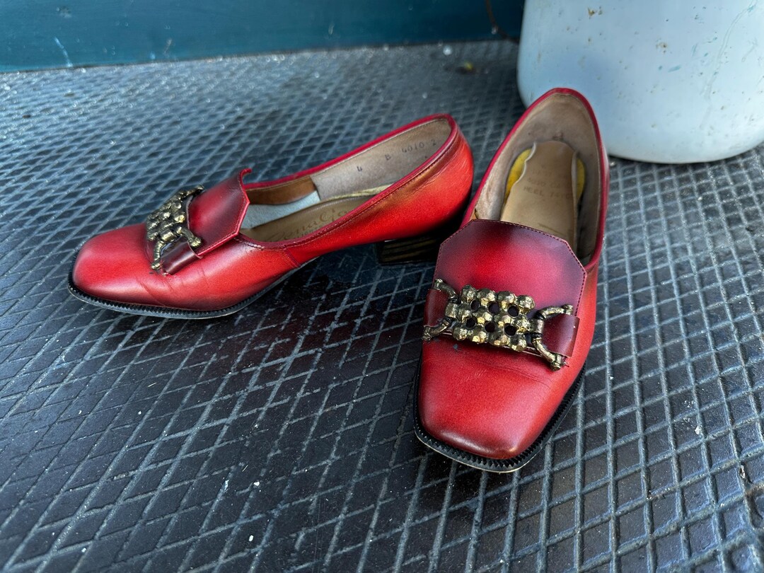 Vintage Red Mod 60's Rococo Chucky Heel Shoes Size 4 - Etsy