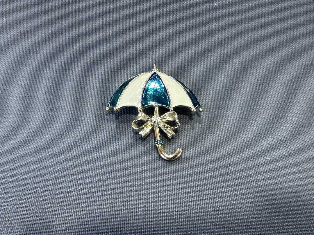 Vintage Blue Umbrella Brooch Pin Baby/bridal Shower - Etsy