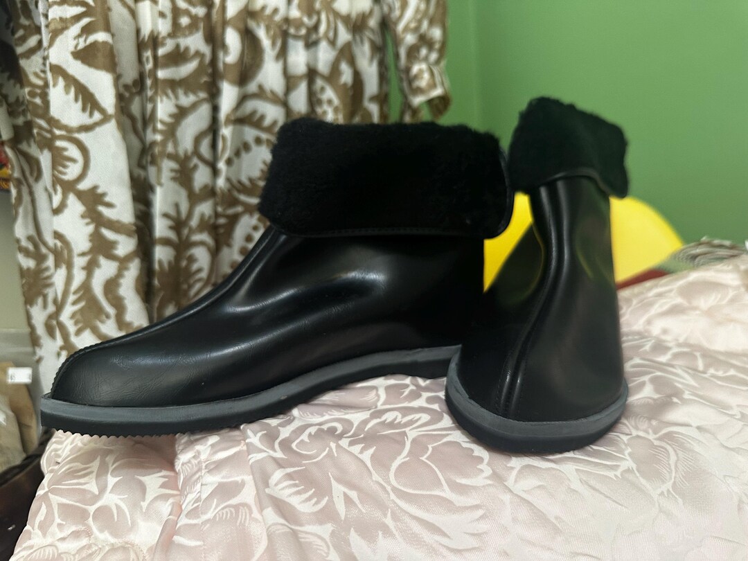 New! Unworn Vintage 50's Rubber Boots Galoshes Fur Trim With Zipper ...