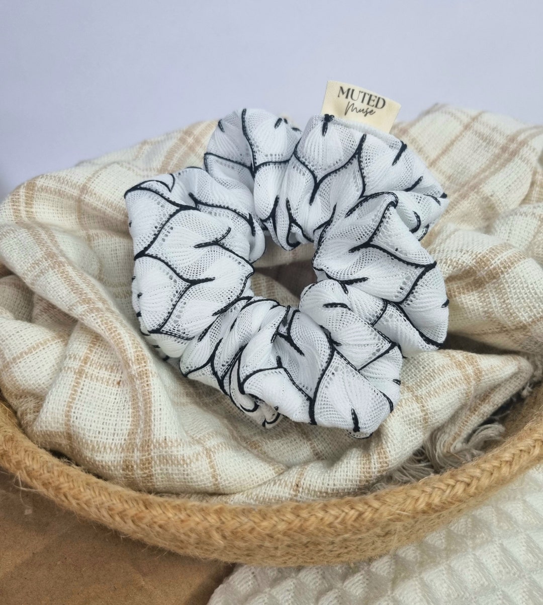 White & Black Stretch Lace Hair Scrunchie Women's Green - Etsy UK