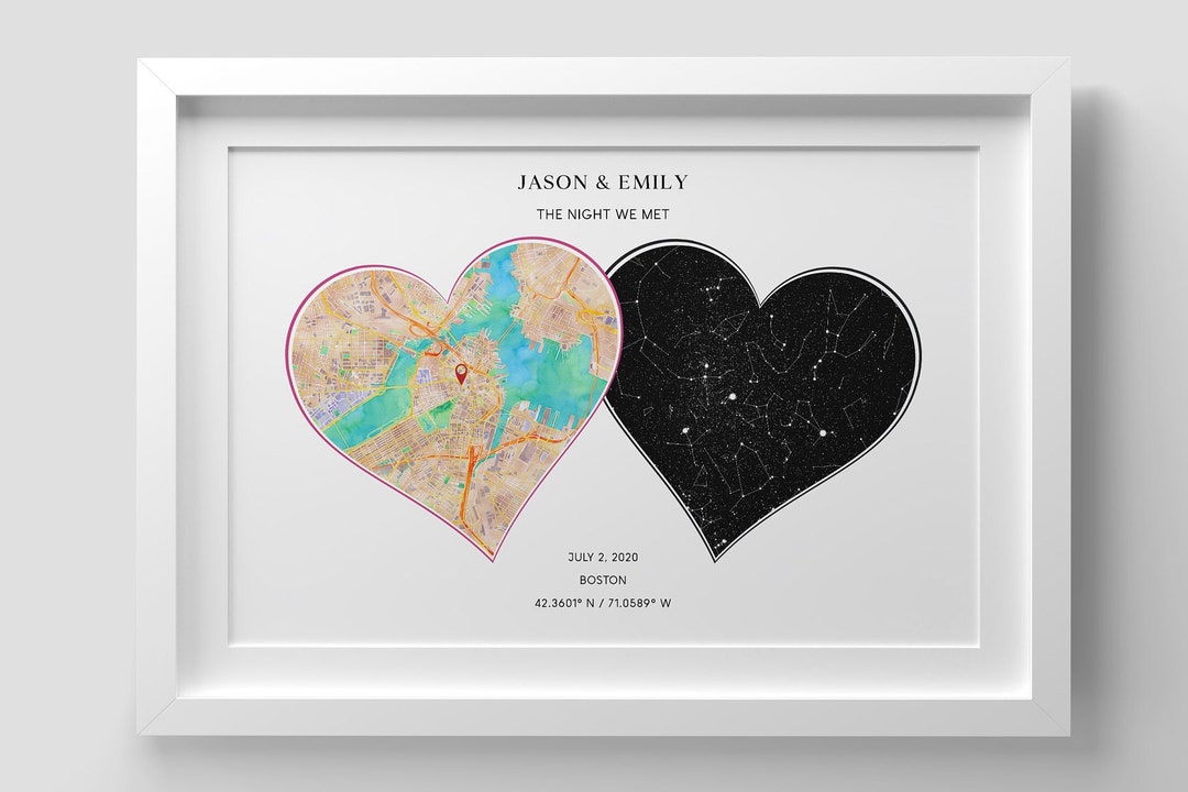Anniversary Map Gift,where It All Began,custom Star Map,watercolor Map ...