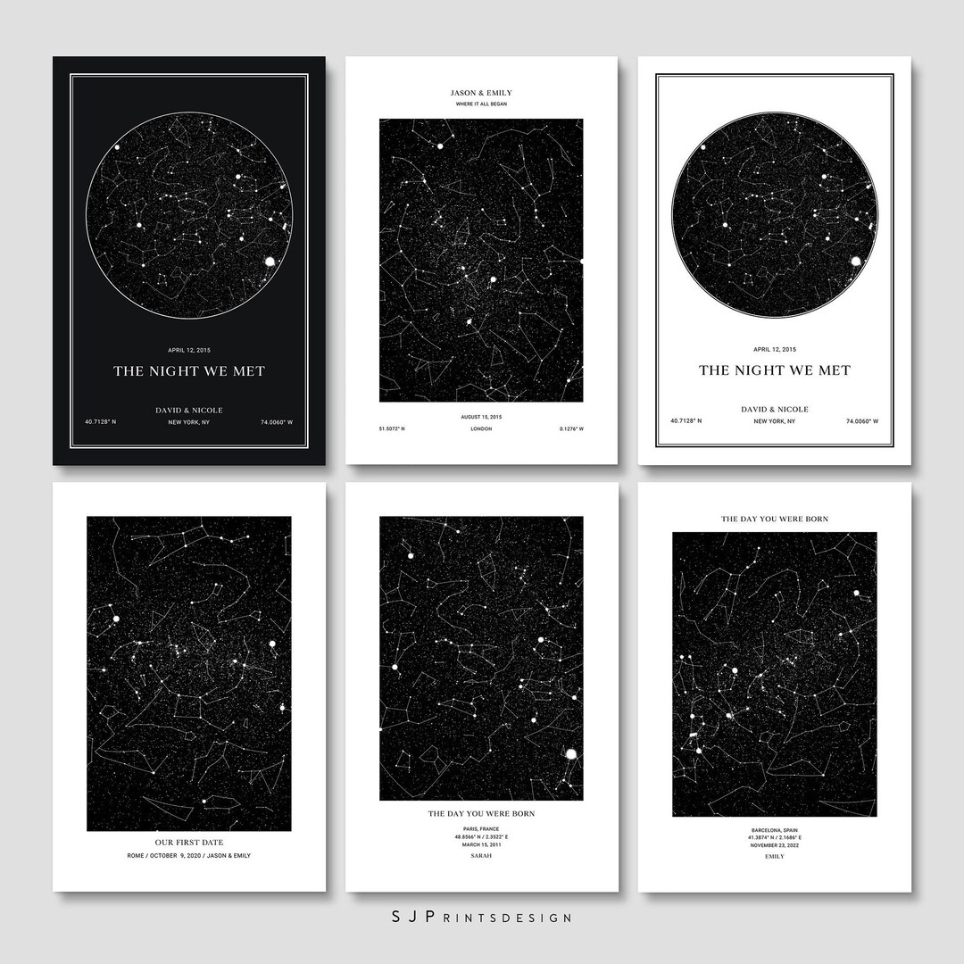 DIGITAL Star Map,star Map Poster,anniversary Gifts,night We Met,star ...
