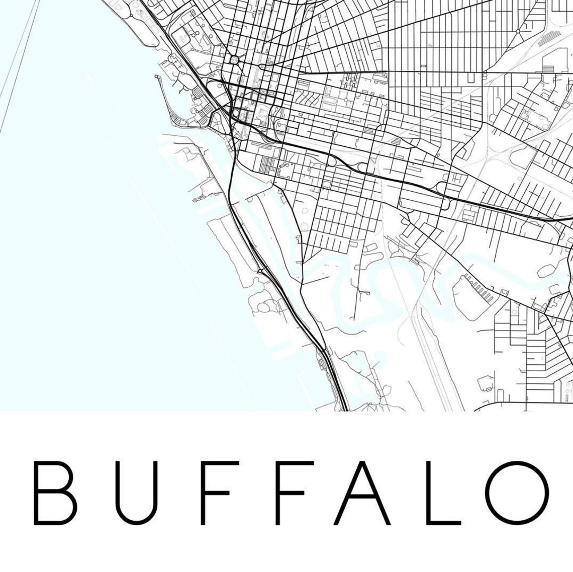 Buffalo Map PrintNew YorkCity Map ArtDIGITAL DOWNLOAD | Etsy