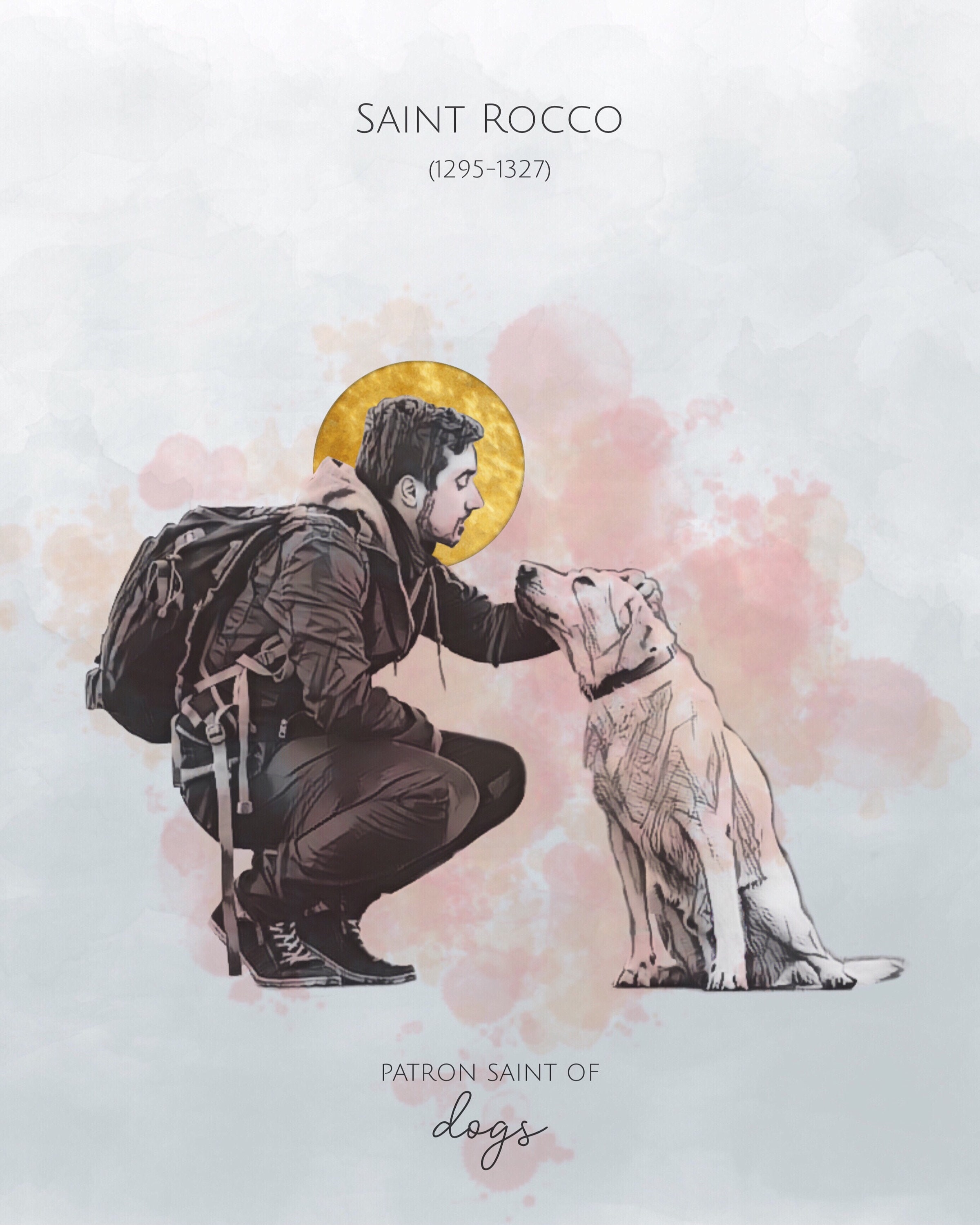 Dog, Patron Saint of Dogs, Saint Rocco, Man and Dog, Printable Art ...