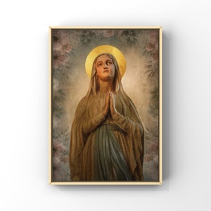 Vintage Virgin Mary Wall Art - Virgin Mary Print - Catholic Digital Art ...