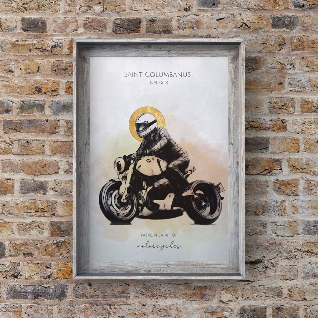 Motorbike, Patron Saint of Motorcycles, Saint Columbanus, Wall Art ...
