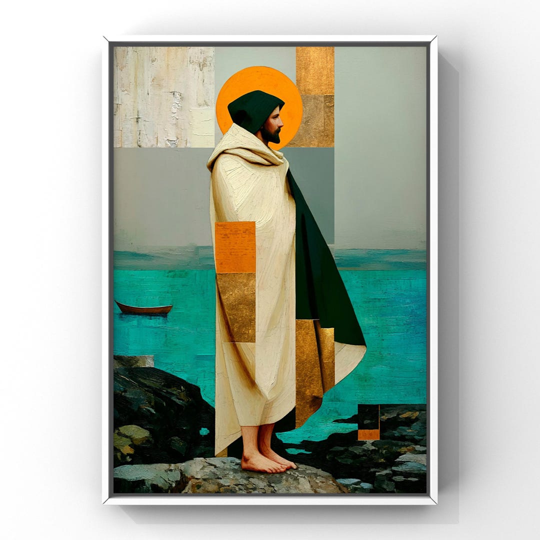 Saint Brendan the Navigator Modern Minimalist Catholic Art | Coastal ...