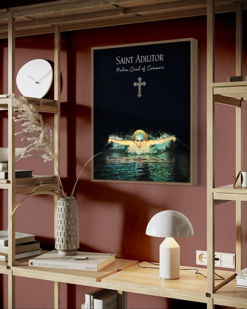 Swimming - Saint Adjutor - Patron Saint of Swimmers - Catholic Print ...