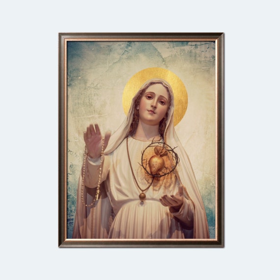 Our Lady of the Rosary Wall Art Virgin Mary Print Catholic - Etsy Australia