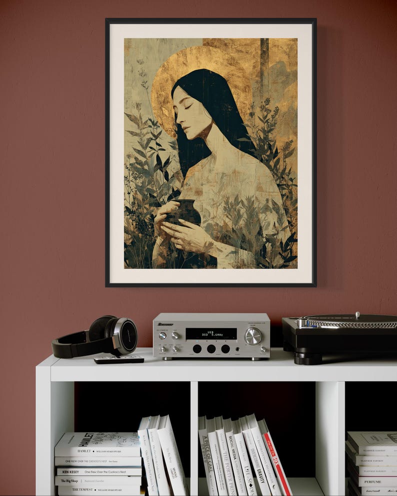 Mary Magdalene | Fine Art Catholic Print | Gold Halo Portrait | Mystic ...