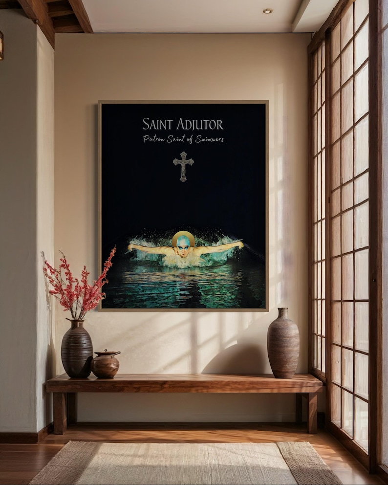 Swimming - Saint Adjutor - Patron Saint of Swimmers - Catholic Print ...