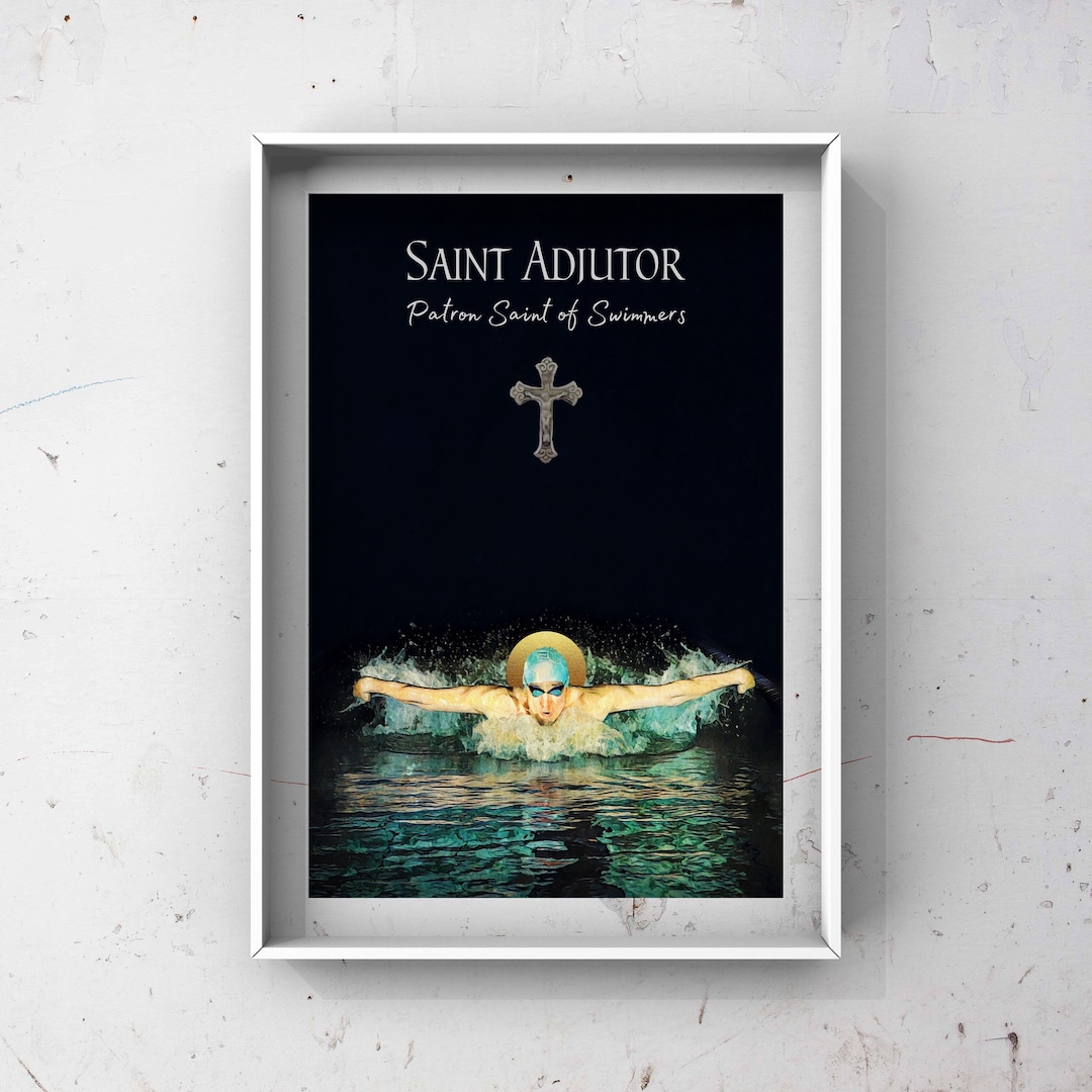 Swimming Saint Adjutor Patron Saint of Swimmers Catholic Print Gift for ...