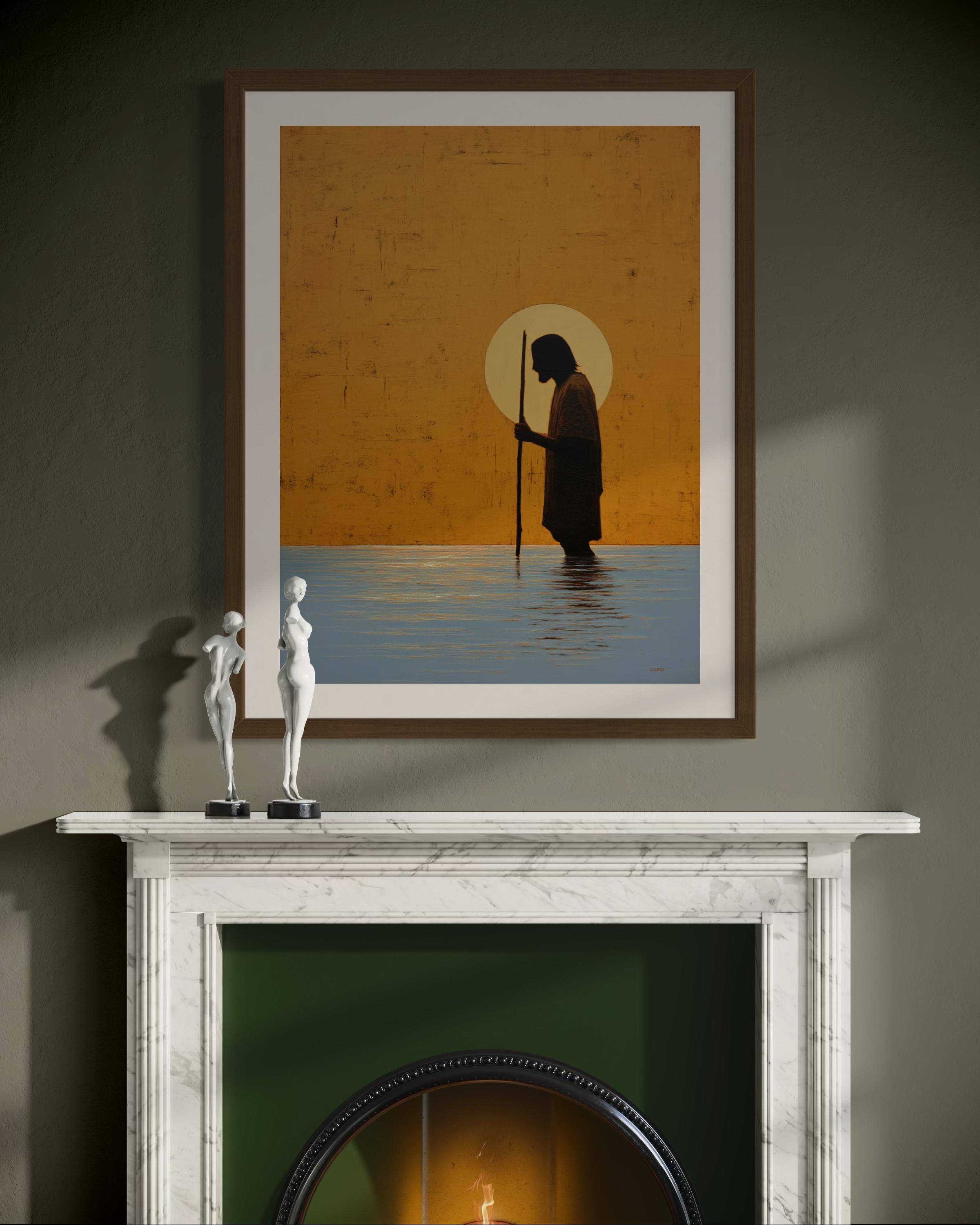 Saint John the Baptist Art Print | Sacred Minimalist Silhouette | Gold ...