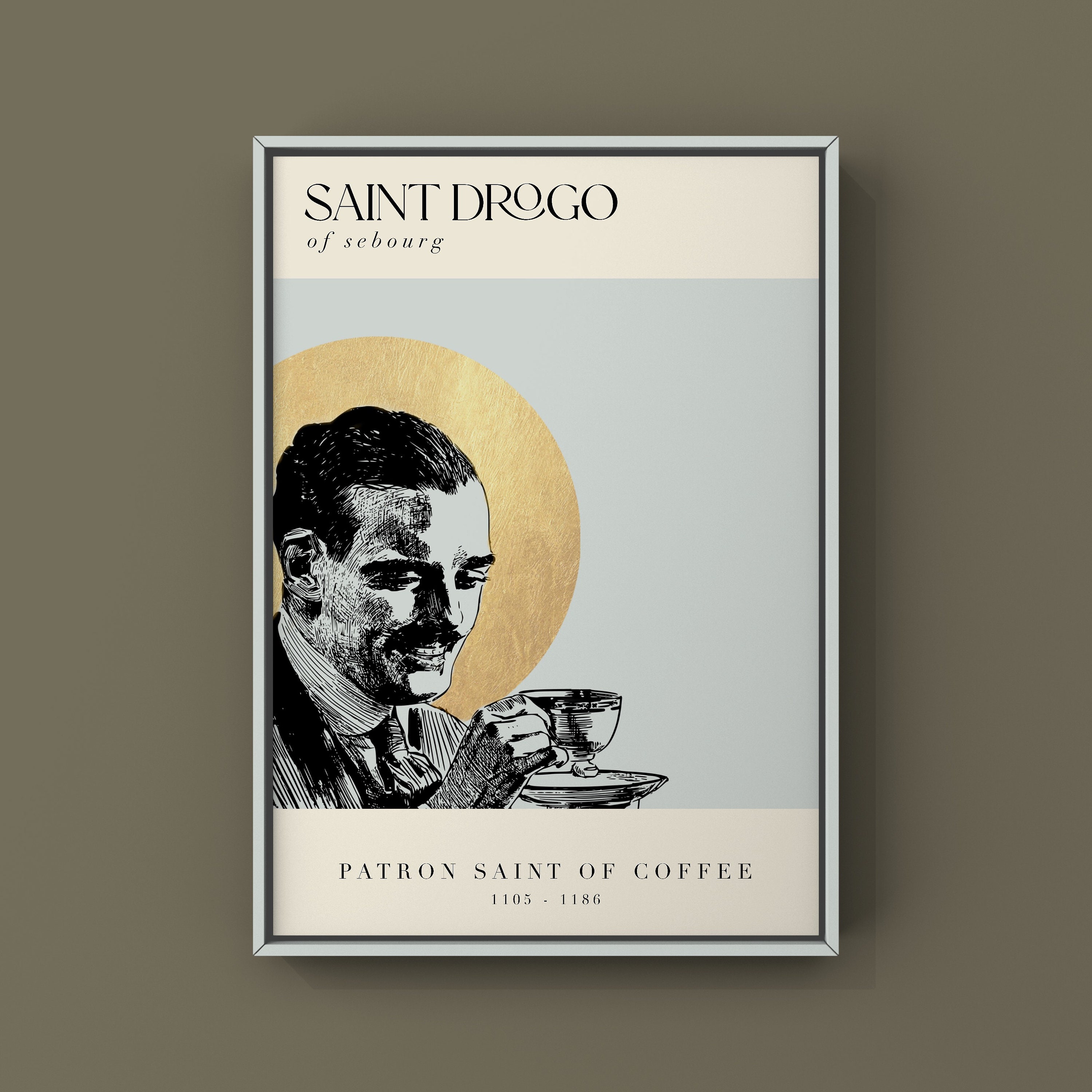 Coffee Saint Drogo Patron Saint of Coffee Cafe Wall Art - Etsy