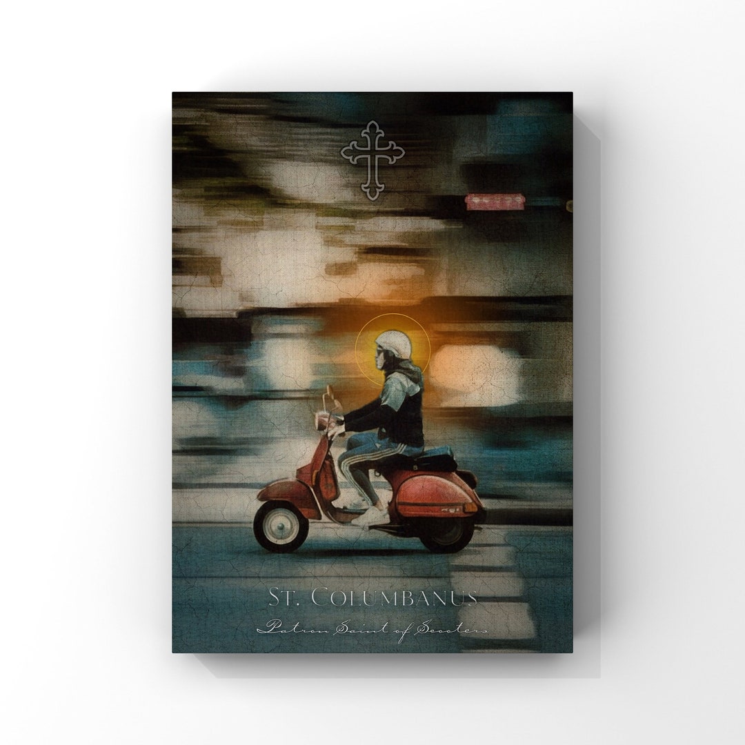 St. Columbanus Patron Saint of Scooter Riders Catholic Saint Art Print ...