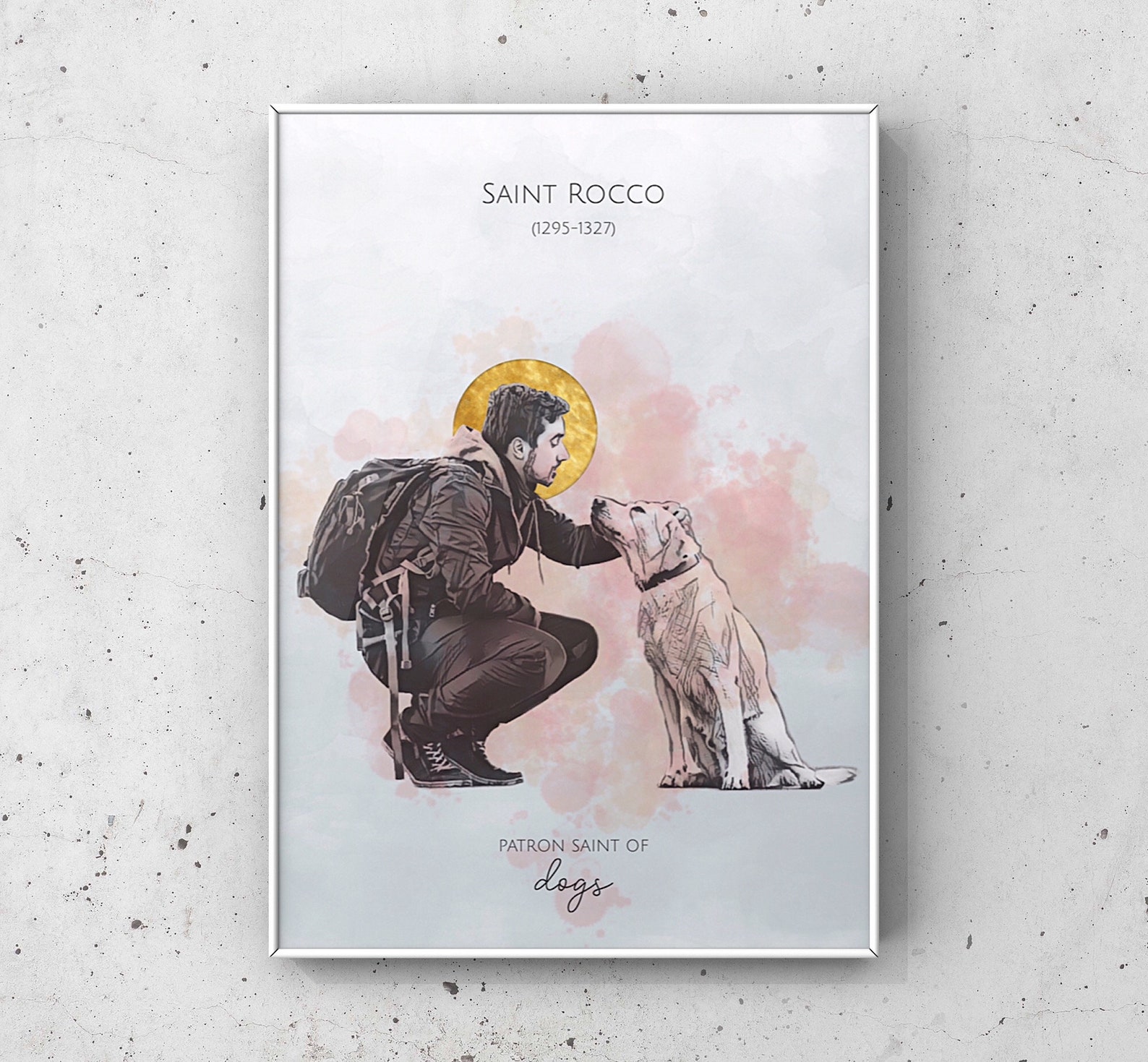 Dog, Patron Saint of Dogs, Saint Rocco, Man and Dog, Printable Art ...