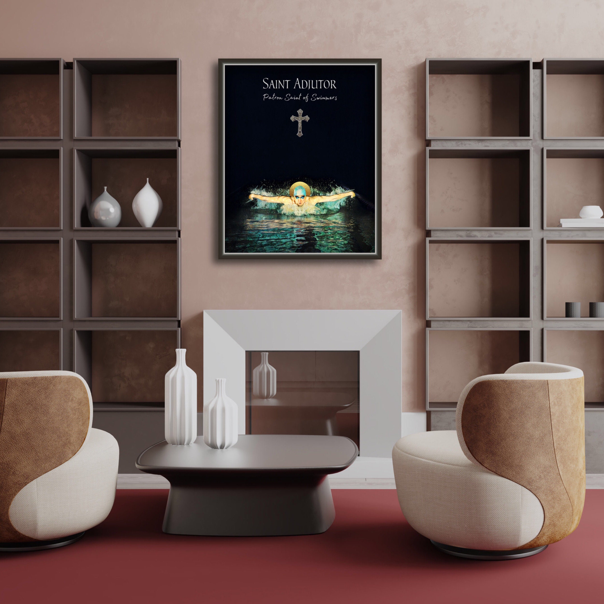 Swimming Saint Adjutor Patron Saint of Swimmers Catholic Print Gift for ...