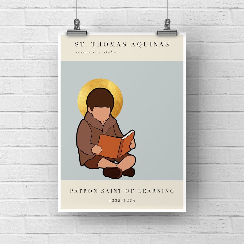St Thomas Aquinas Patron Saint of Learning Catholic Print Student Gift ...