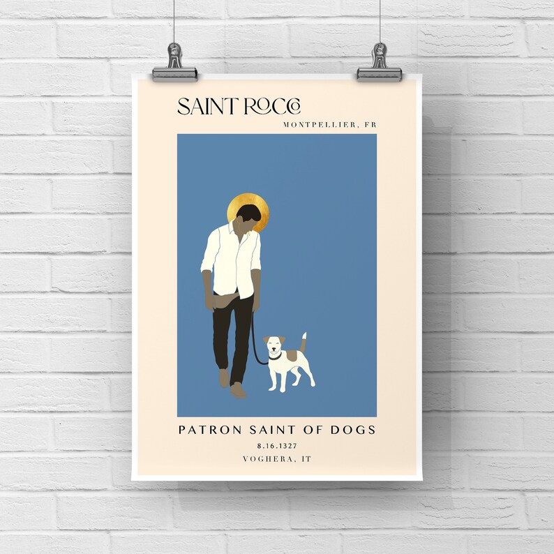 Saint Rocco Patron Saint of Dogs St Roch Print Dog Lovers Gift Saint ...