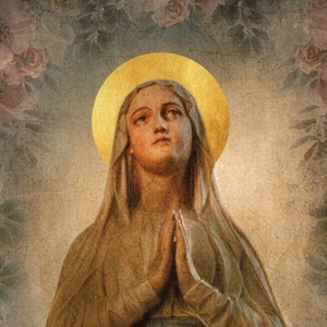 Vintage Virgin Mary Wall Art - Virgin Mary Print - Catholic Digital Art ...