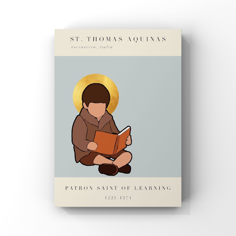 St Thomas Aquinas - Patron Saint of Learning - Catholic Print - Student ...