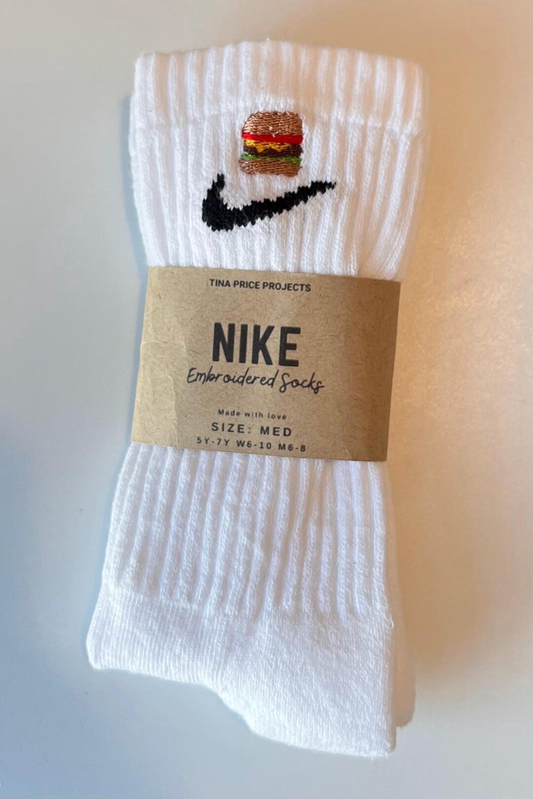 Nike Socks Embroidered Hamburger Socks Custom Hamburger Socks - Etsy
