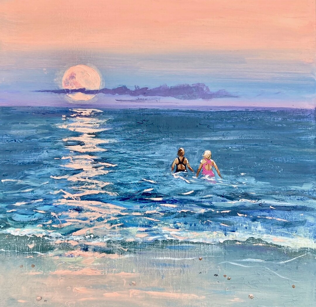 Full Moon Swim 6x6 Greeting Card - Etsy
