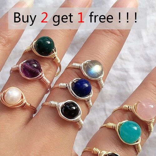 Buy 2 Get 1 Free Raw Gemstone Ring Dainty Ring Stacking | Etsy