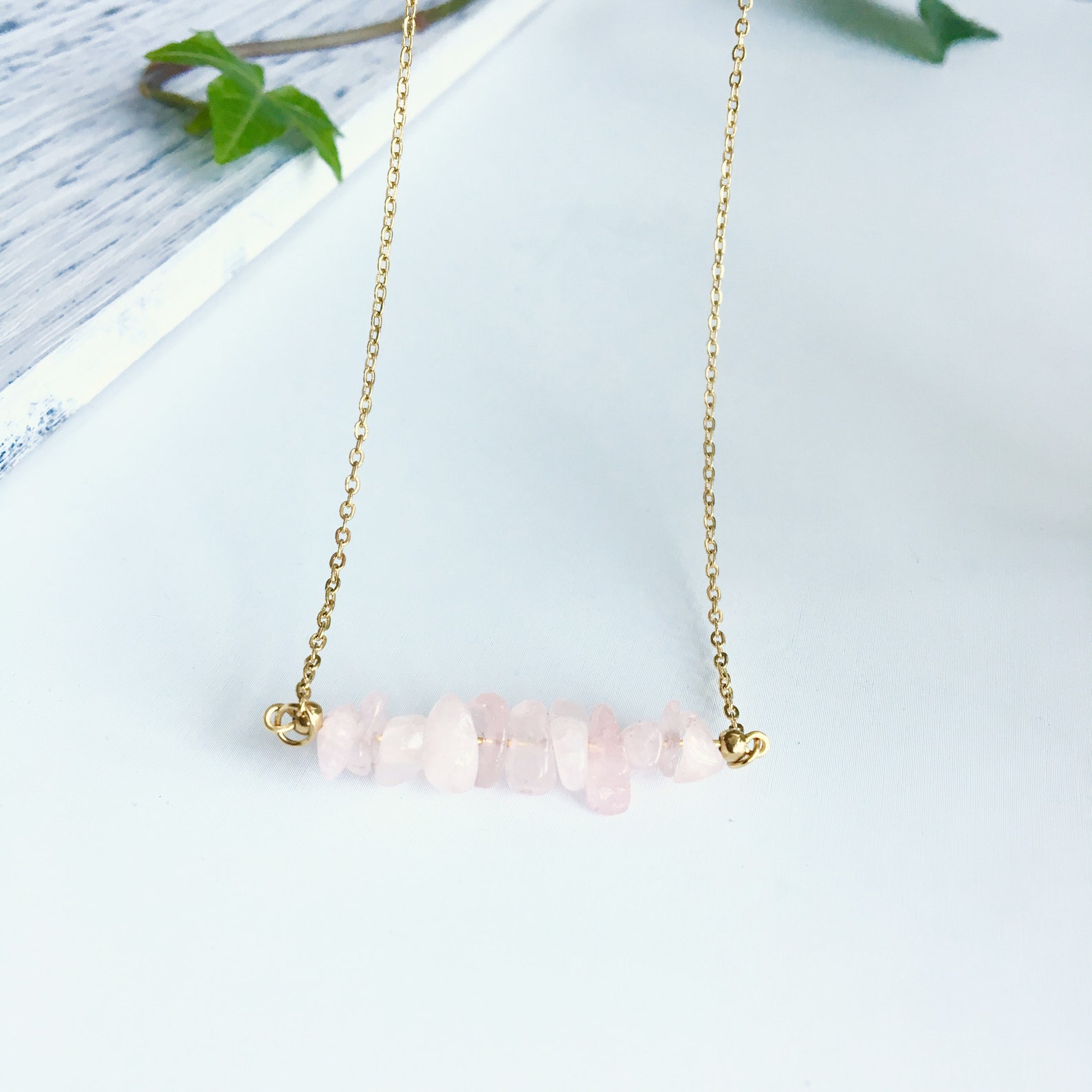 Rose Quartz Necklace, Genuine Rose Quartz, Valentine's Day Gift ...