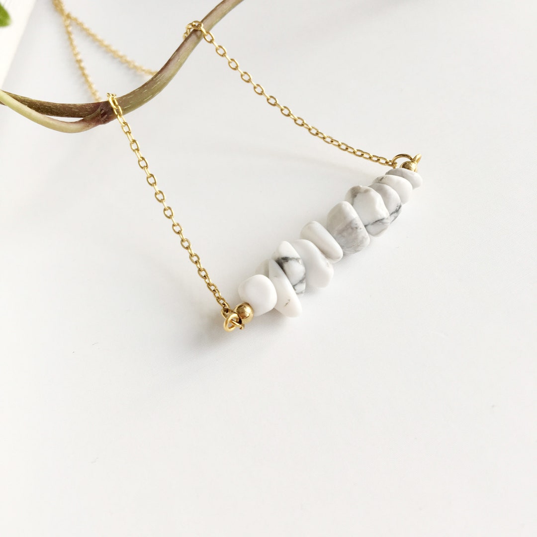 Howlite Necklace,raw Crystal Necklace, Howlite Jewelry, Howlite Gift ...