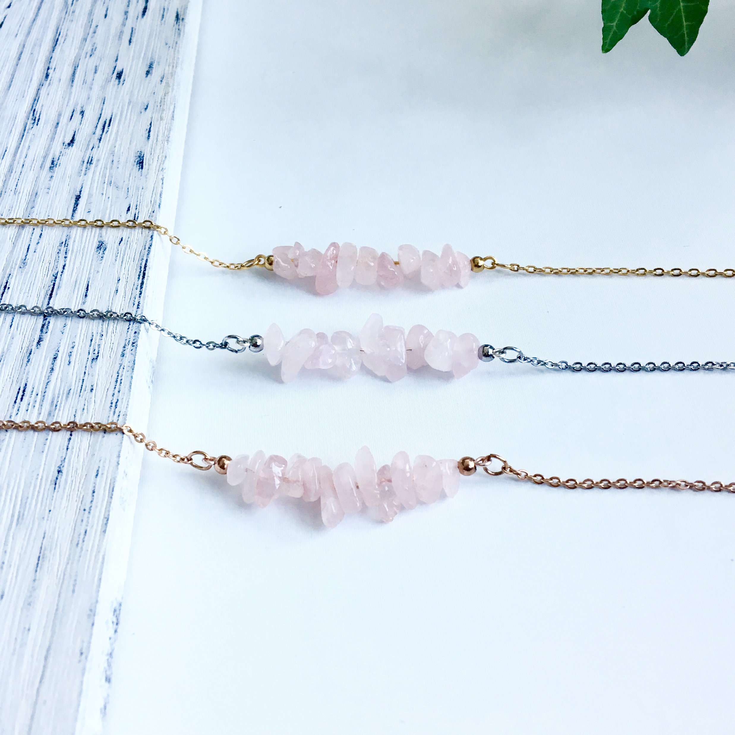 Rose Quartz Necklace Genuine Rose Quartz Valentine's Day | Etsy