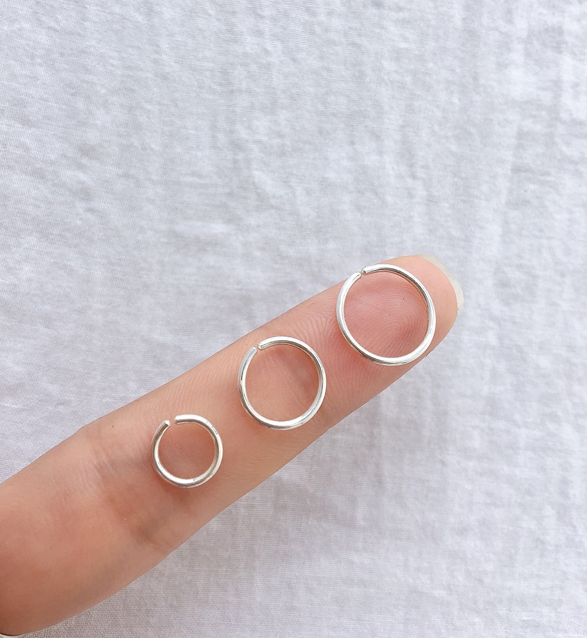 20g Small Sterling silver Nose Ring Large Nose Ring Sterling | Etsy