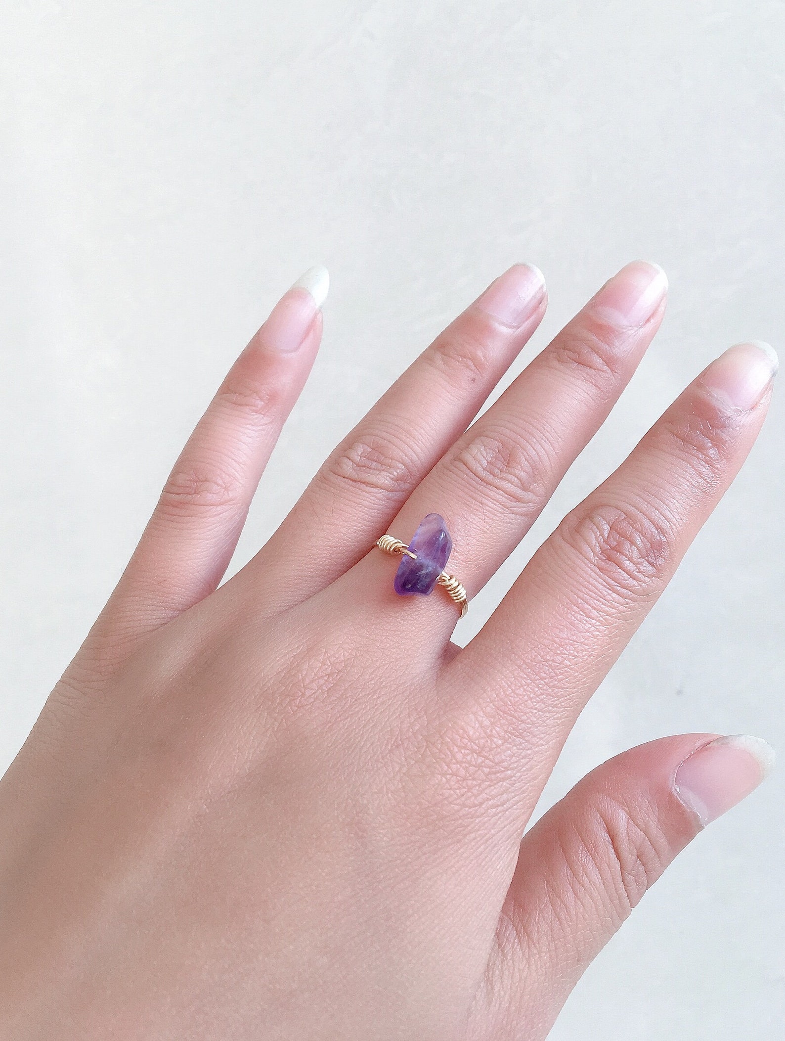 Raw Amethyst Ring Raw Crystal Ring Wire Ring Gemstone | Etsy