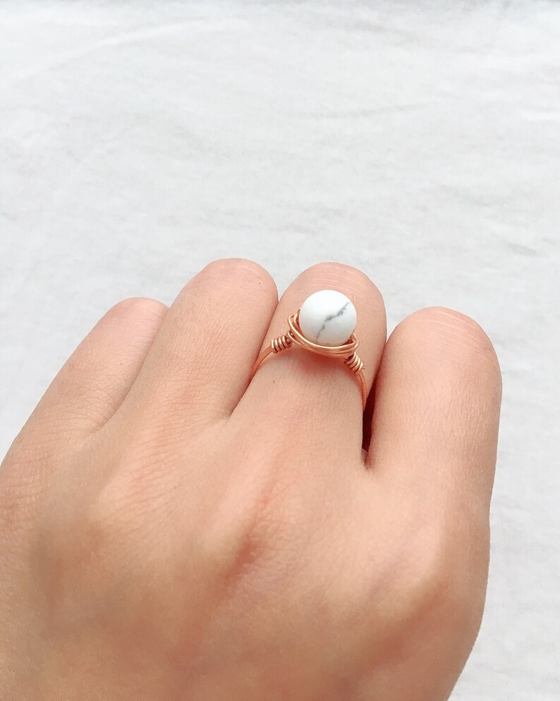 White Turquoise Ring Stacking Ring Cute Ring Stone Ring | Etsy