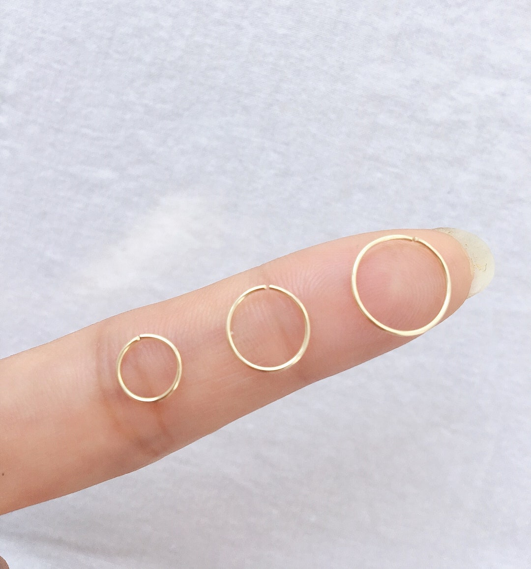 22g Thin Nose Ring Hoop / Small Gold Nose Ring / Small Open Hoop Nose Ring / 18 Gauge 20 Gauge ...