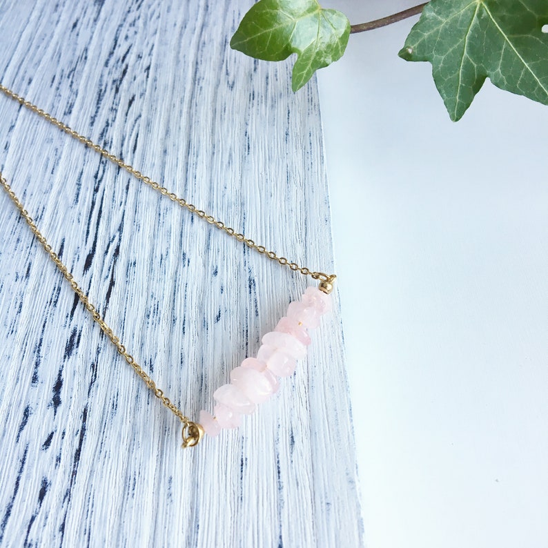 Rose Quartz Necklace Genuine Rose Quartz Valentine's Day - Etsy